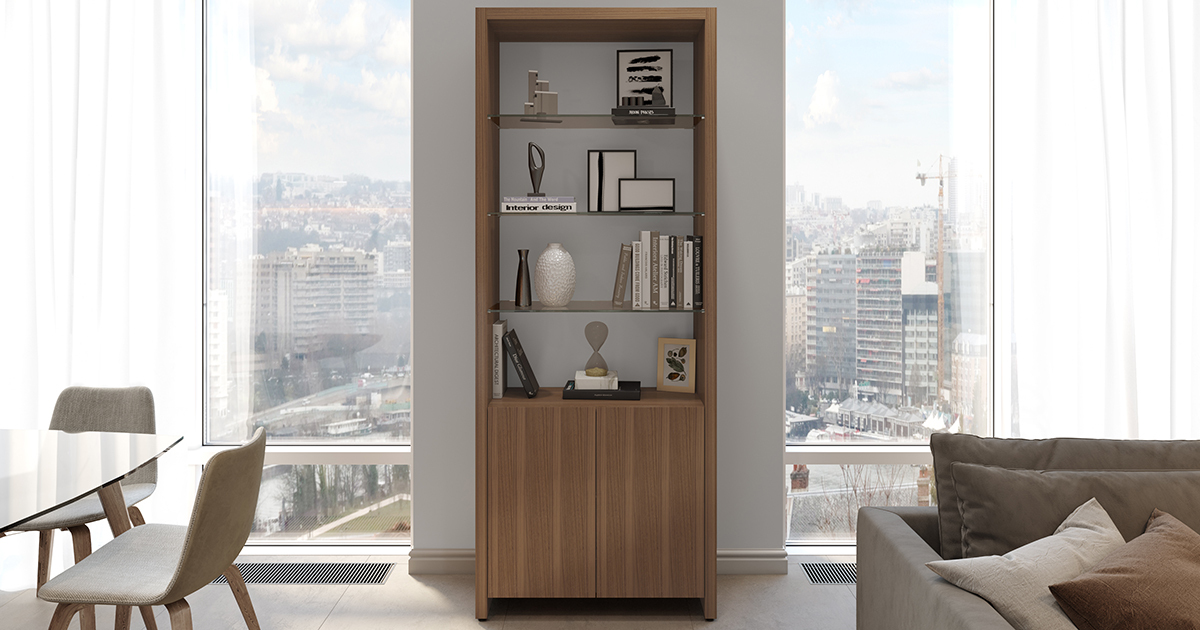Linea Expandable Modern Bookcase with Glass Shelves | BDI Furniture