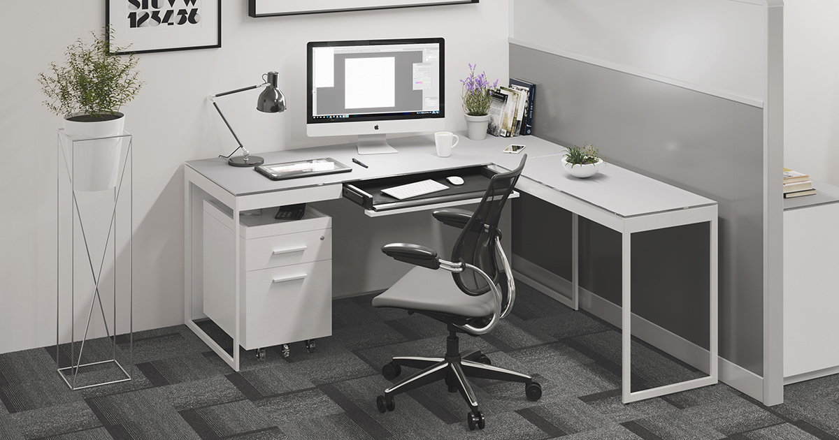 Centro 6401 Modern White Home Office Desk | BDI Furniture